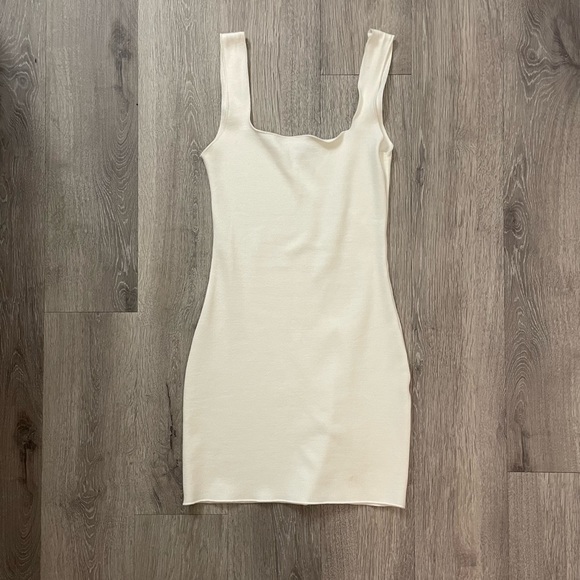 Zara | Dresses | White Zara Square Neck Body Con Mini Dress | Poshmark